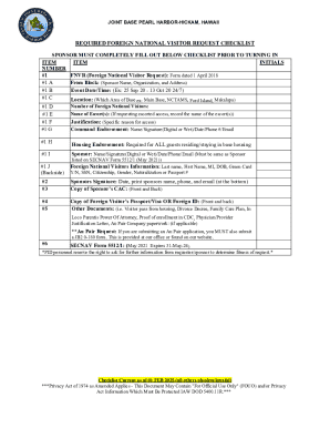 Fillable Online Foreign National Visitor Request Fax Email Print ...