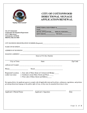 Fillable Online Directional Signage Application/renewal Form Fax Email ...