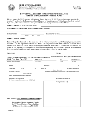 Fillable Online Dcyf Central Registry Name Search Authorization Release ...