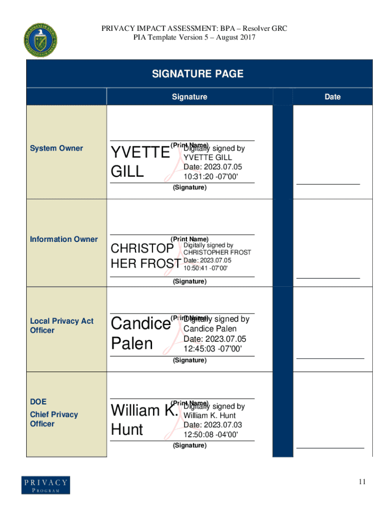 Fillable Online Privacy Impact Assessment (pia) Fax Email Print - pdfFiller