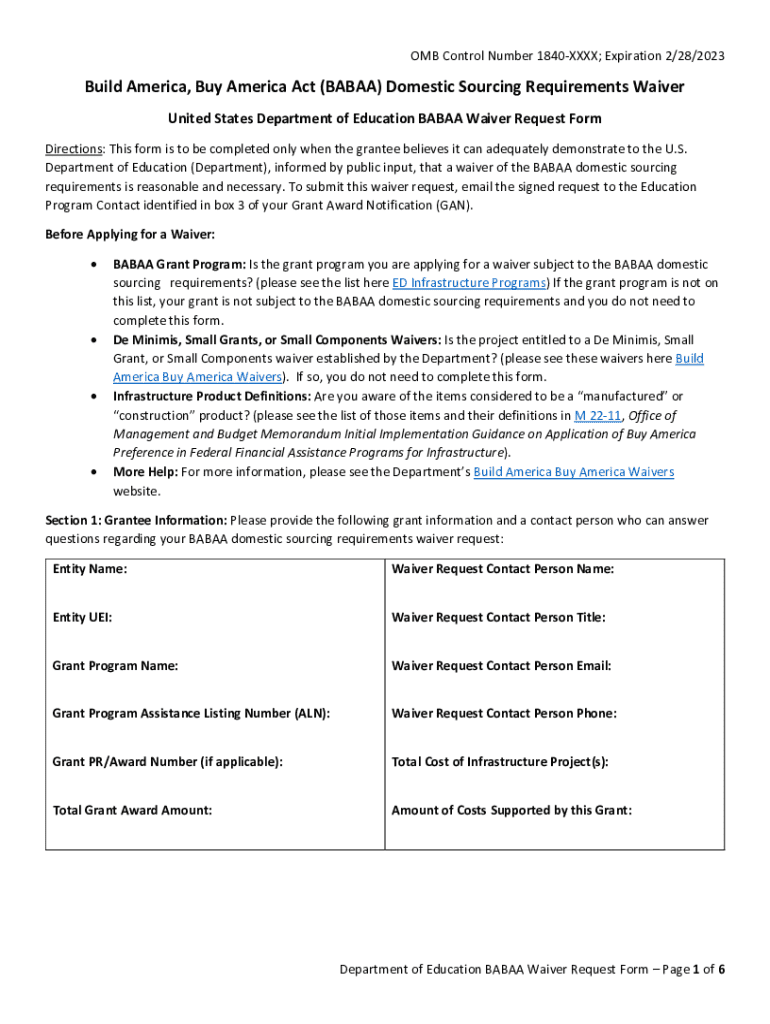 Fillable Online Build America, Buy America Act (babaa) Domestic ...