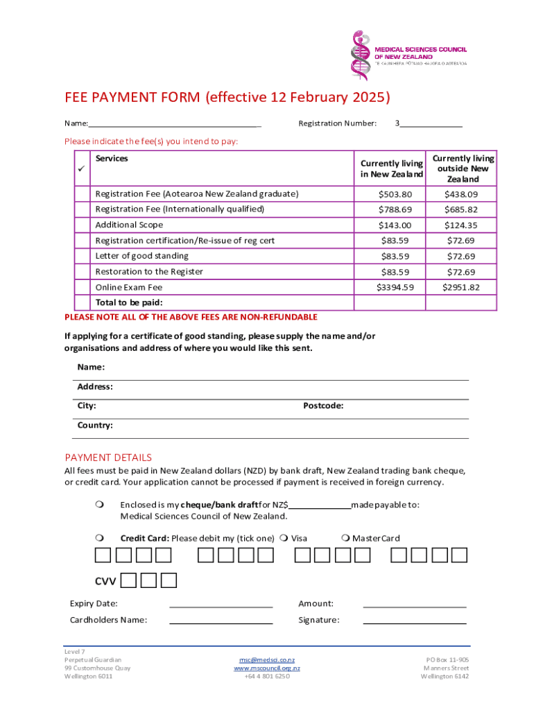 Fillable Online Fee Payment Form (effective 12 February 2025) Fax Email Print - pdfFiller
