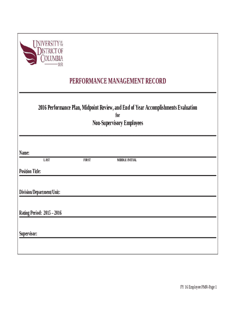 Perance Management Record Doc Template | pdfFiller