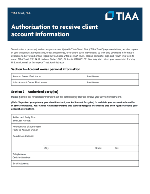 Fillable Online Tiaa Trust Authorization Form Fax Email Print - pdfFiller