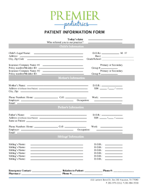 Fillable Online Patient Information and History Fax Email Print - pdfFiller