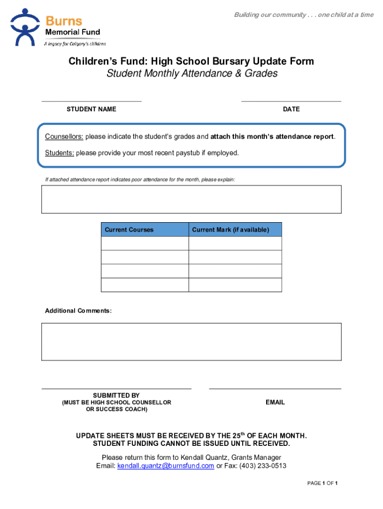Fillable Online Student Monthly Attendance & Grades Fax Email Print ...