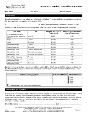 Fillable Online 2020-2021 Student Non-filer Statement Fax Email Print ...