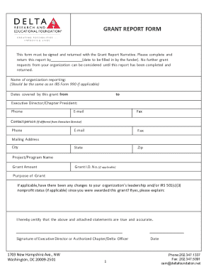 Fillable Online Grant Report Fax Email Print - pdfFiller