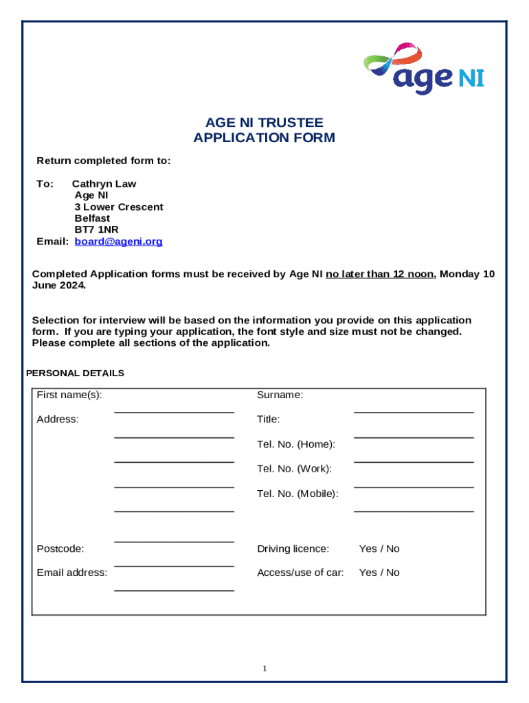 Age Ni Trustee Application Doc Template | pdfFiller