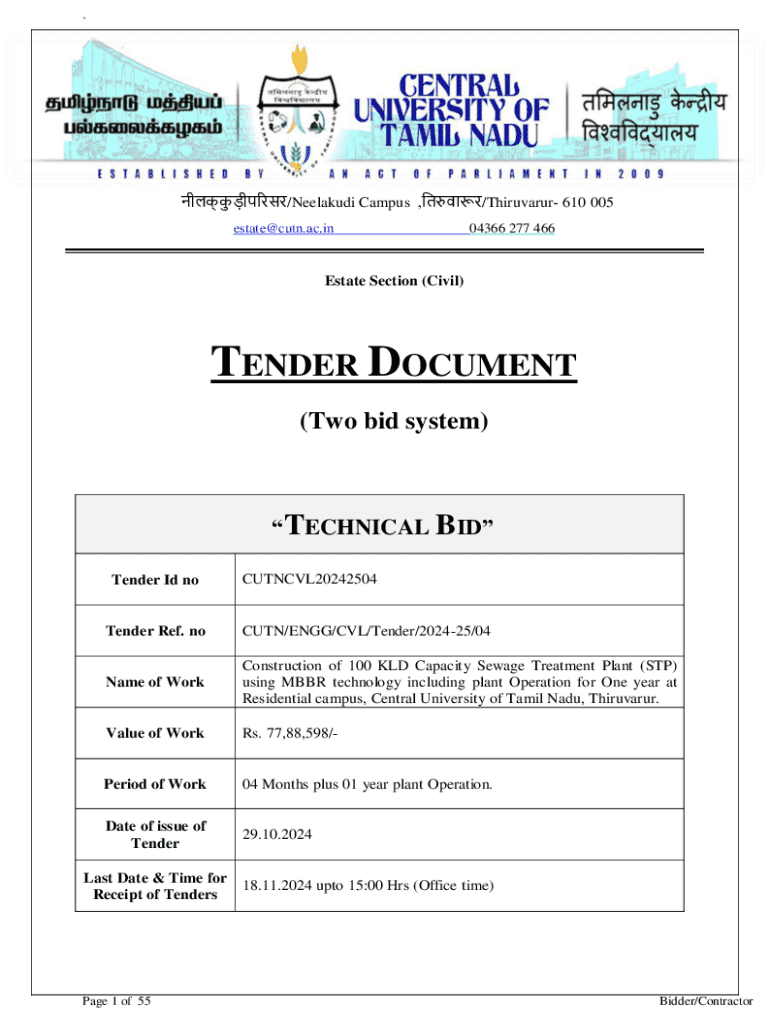 Fillable Online Notice Inviting Tender (nit) Fax Email Print - pdfFiller