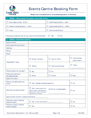 Fillable Online Events Centre Booking Form Fax Email Print - pdfFiller
