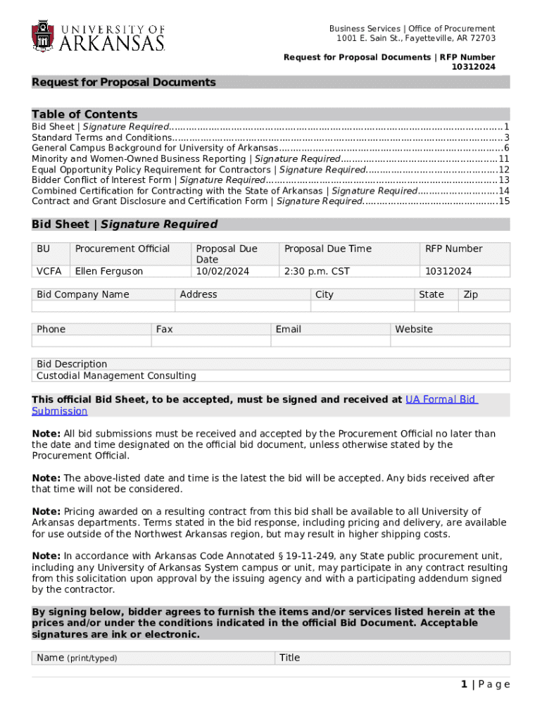 Request for Proposal Documents Doc Template | pdfFiller