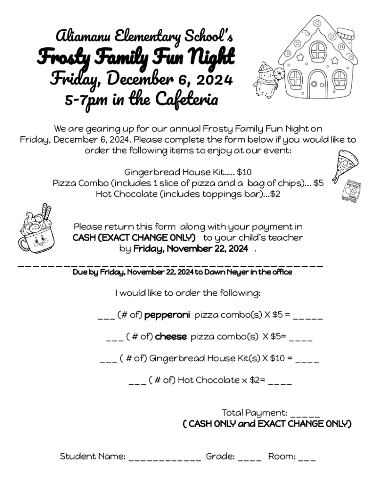 Fillable Online Aliamanu Elementary School’s Frosty Family Fun Night ...