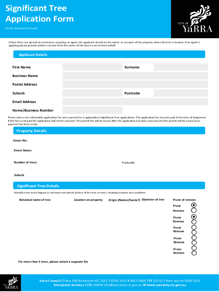 Fillable Online Significant Tree Application Fax Email Print - pdfFiller