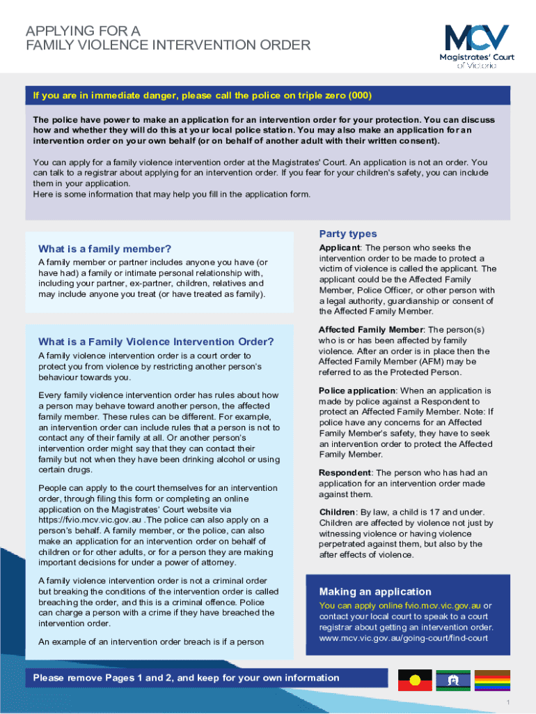 Fillable Online Applying for a Family Violence Intervention Order Fax ...