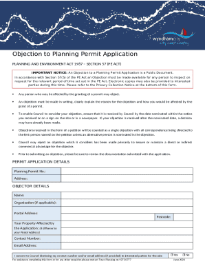 Objection to Planning Permit Application Doc Template | pdfFiller