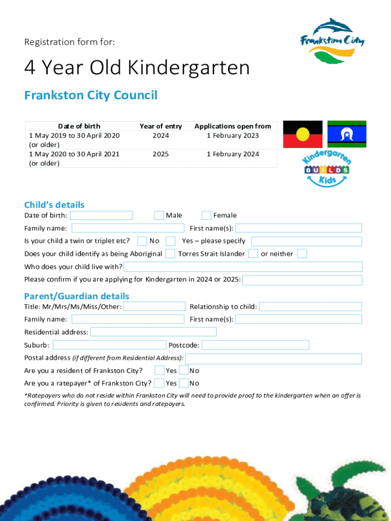 Fillable Online 4 Year Old Kindergarten Registration - Frankston City Council Fax Email Print ...