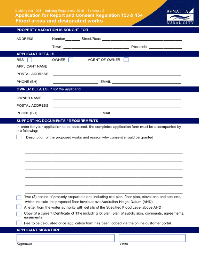 Fillable Online Building Act 1993 – Building Regulations 2018 – Schedule 2 Fax Email Print ...