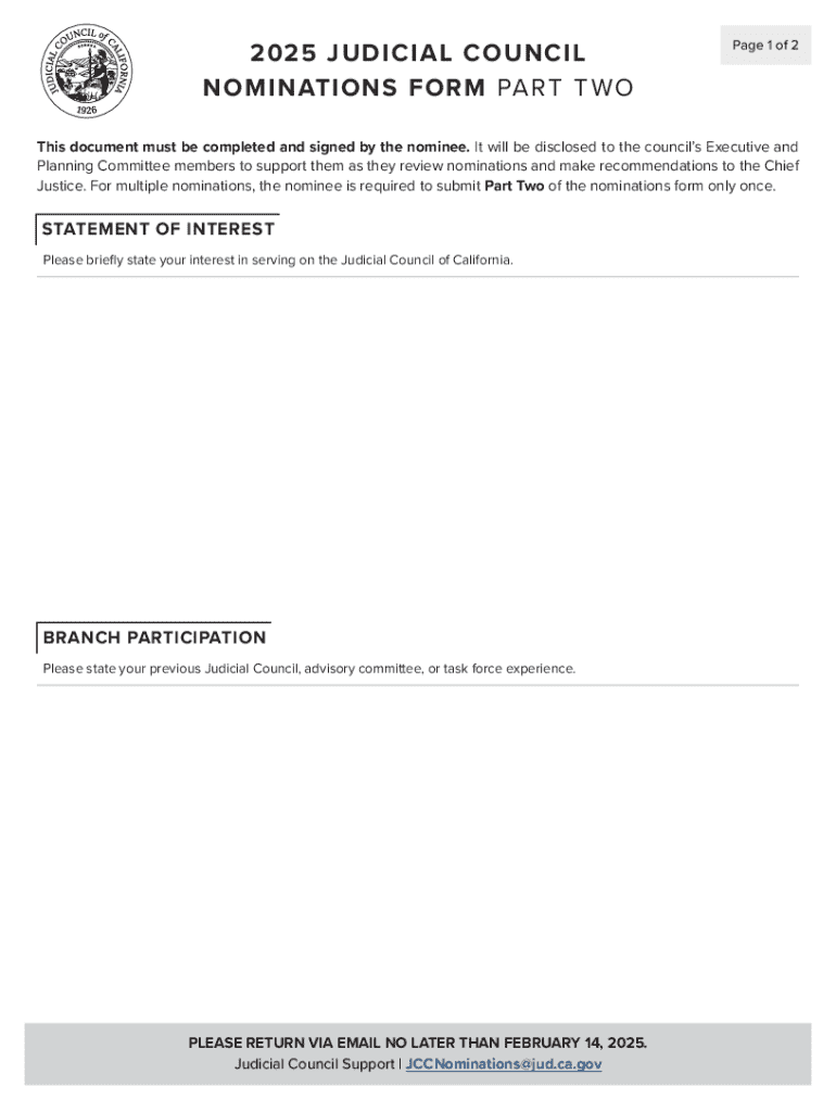 2025 Judicial Council Nominations Form Part Two: Fill out & sign online ...