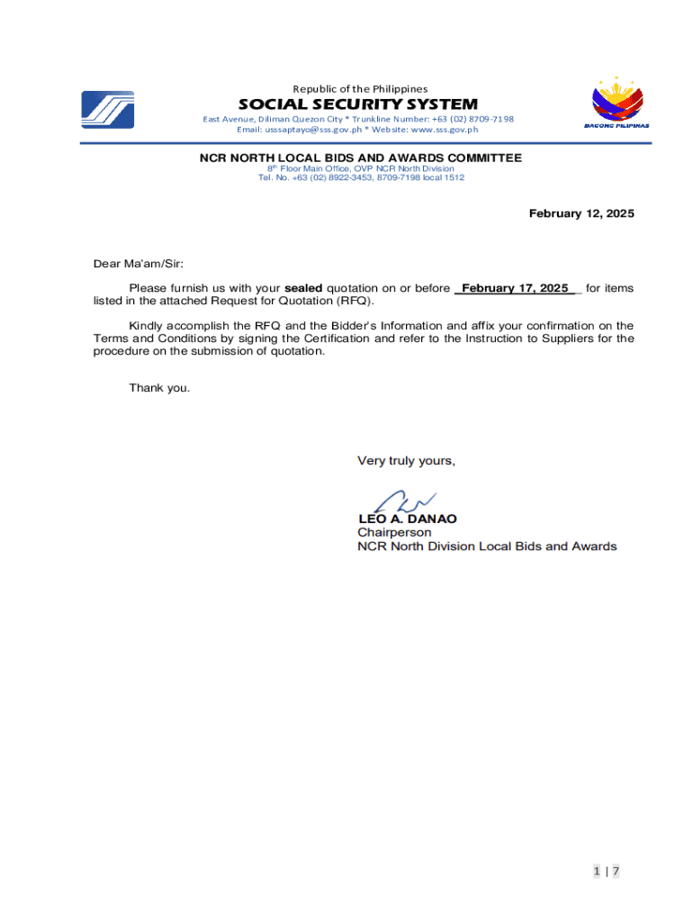 Fillable Online Request for Quotation for Drinking Water Supply Fax Email Print - pdfFiller