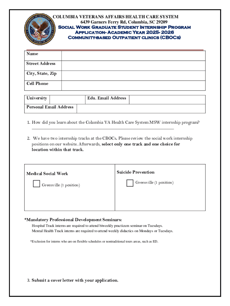 Social Work Graduate Student Internship Program Application: Fill out ...