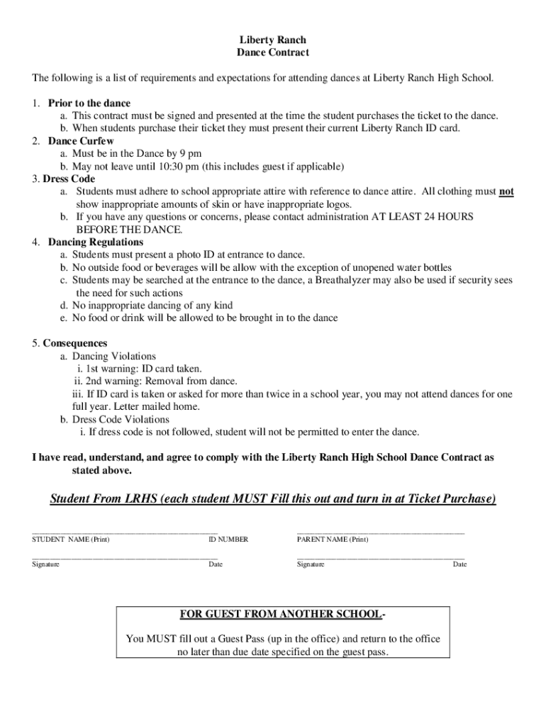 Fillable Online Dance Contract Fax Email Print - pdfFiller