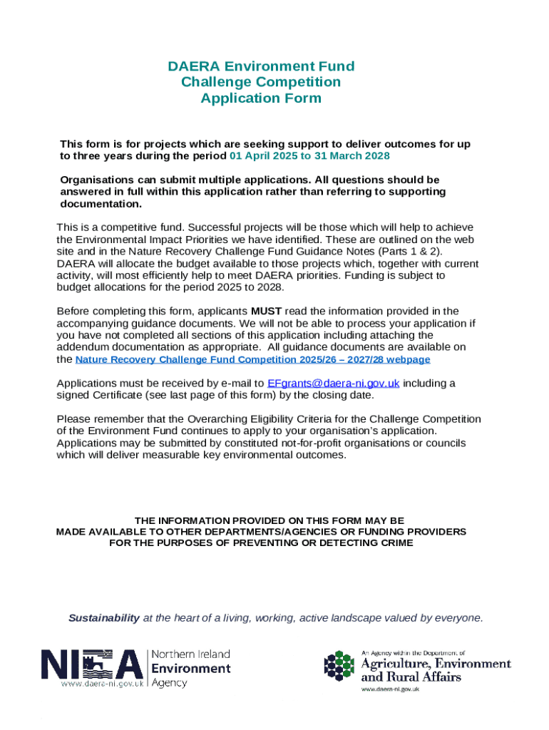 Daera Environment Fund Challenge Competition Application Doc Template ...