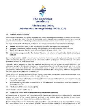 Fillable Online Admissions Arrangements 2025/2026 Fax Email Print - pdfFiller