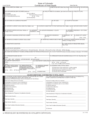 Fillable Online State of Colorado Certificate of Fetal Death Fax Email ...