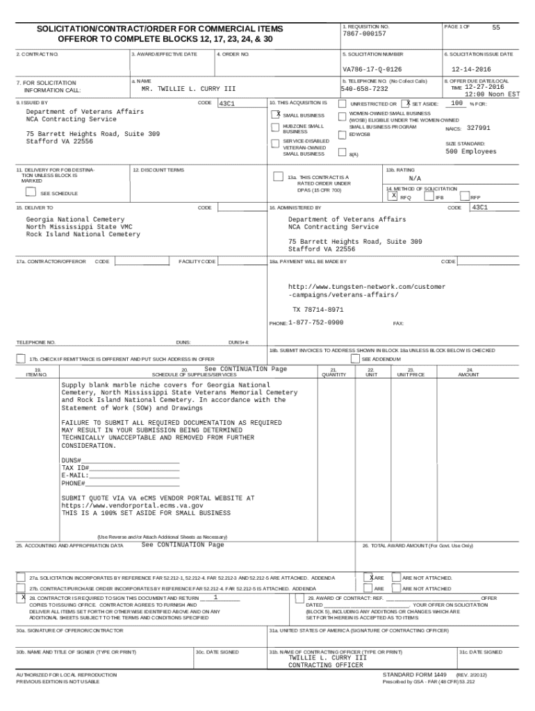 Sf 1449 Doc Template | pdfFiller