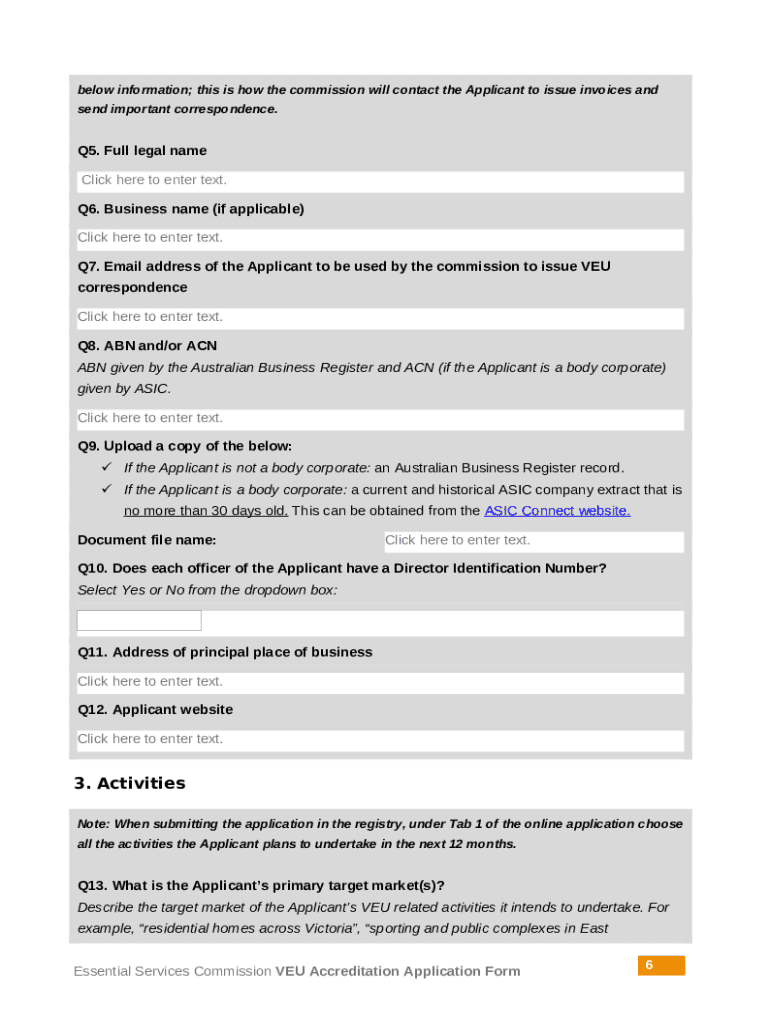 Veu Accreditation and Veet Scheme Registry Account Application s Doc Template | pdfFiller
