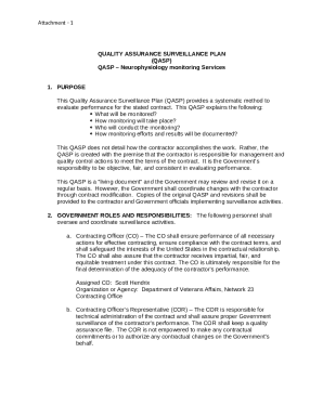 Quality Assurance Surveillance Plan (qasp) Doc Template | pdfFiller