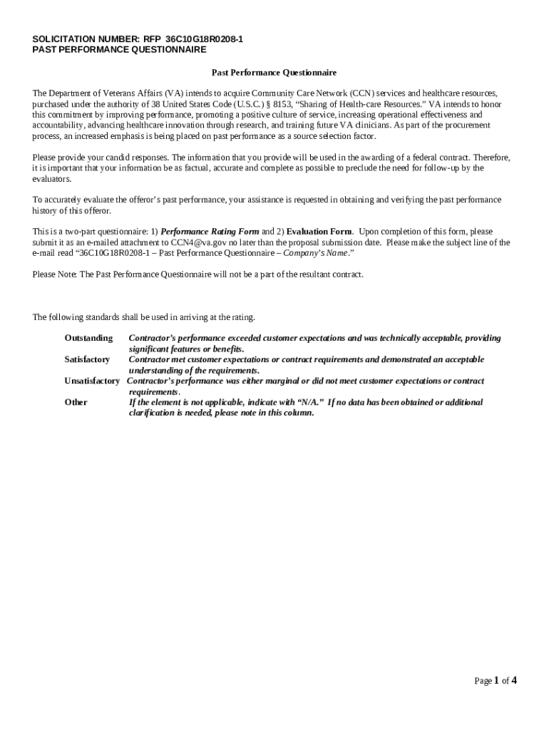 Past Perance Questionnaire Doc Template | pdfFiller