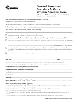 Fillable Online Deemed Permitted Boundary Activity Written Approval Fax Email Print - pdfFiller