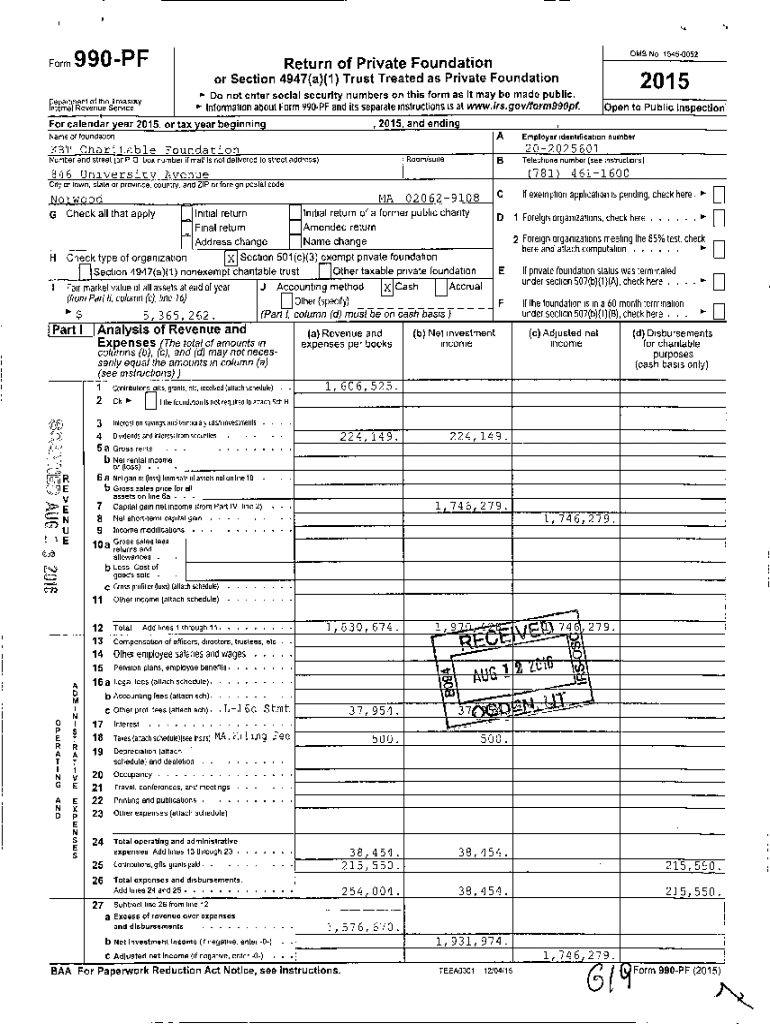 Fillable Online Return of Private Foundation or Section 4947(a)(1 ...
