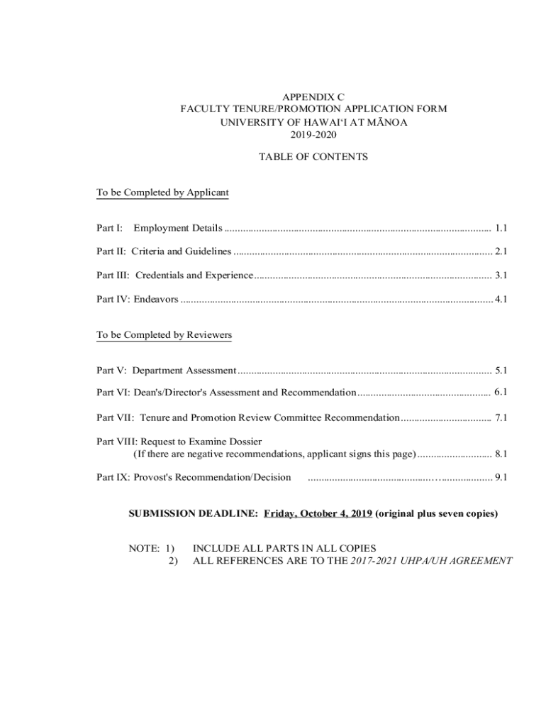 Fillable Online Tenure/Promotion Application Form Fax Email Print ...
