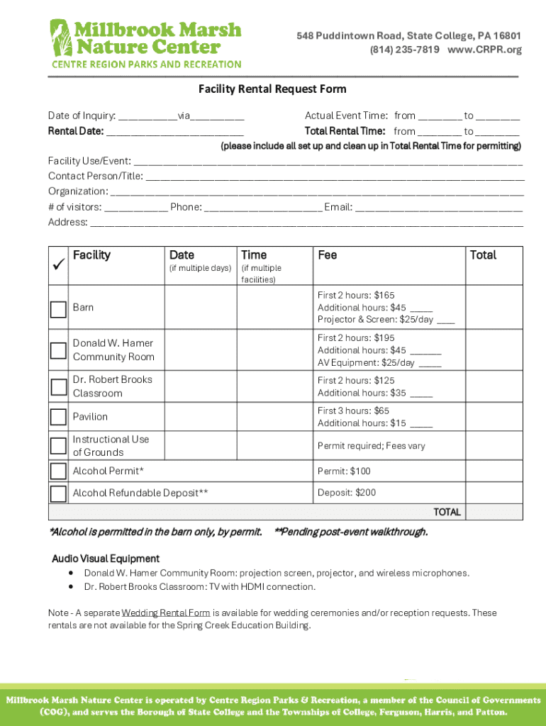 Fillable Online Facility Rental Request Fax Email Print - pdfFiller