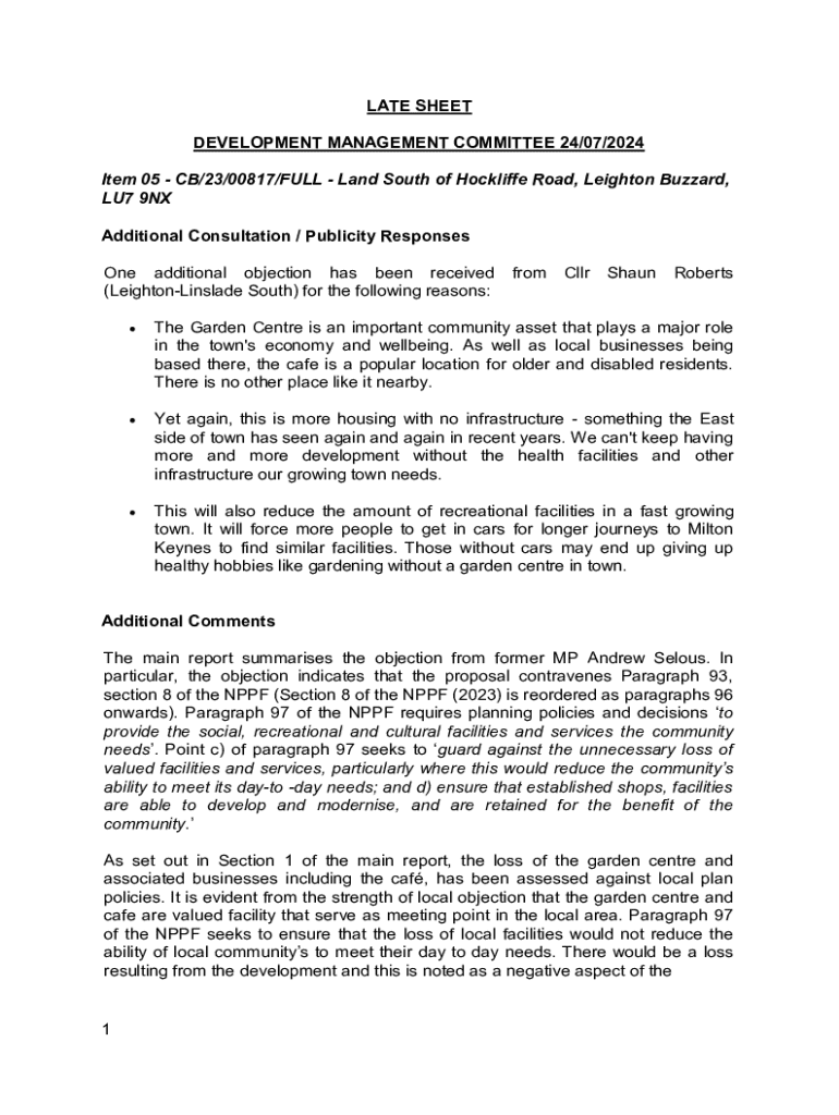 Fillable Online Development Management Committee 24/07/2024 Fax Email ...