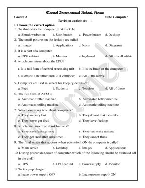 Fillable Online Revision Worksheet – Computer Grade 2 Fax Email Print - pdfFiller