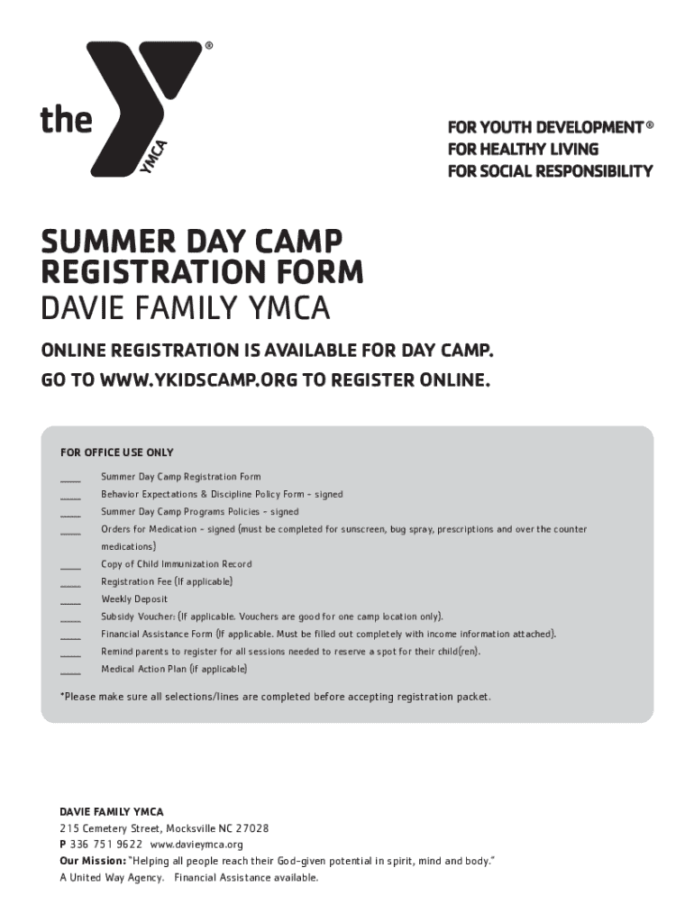 Fillable Online 2025 Summer Day Camp Registration Fax Email Print - pdfFiller