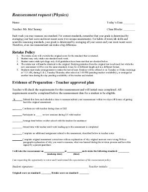 Fillable Online Reassessment Request (physics) Fax Email Print - pdfFiller