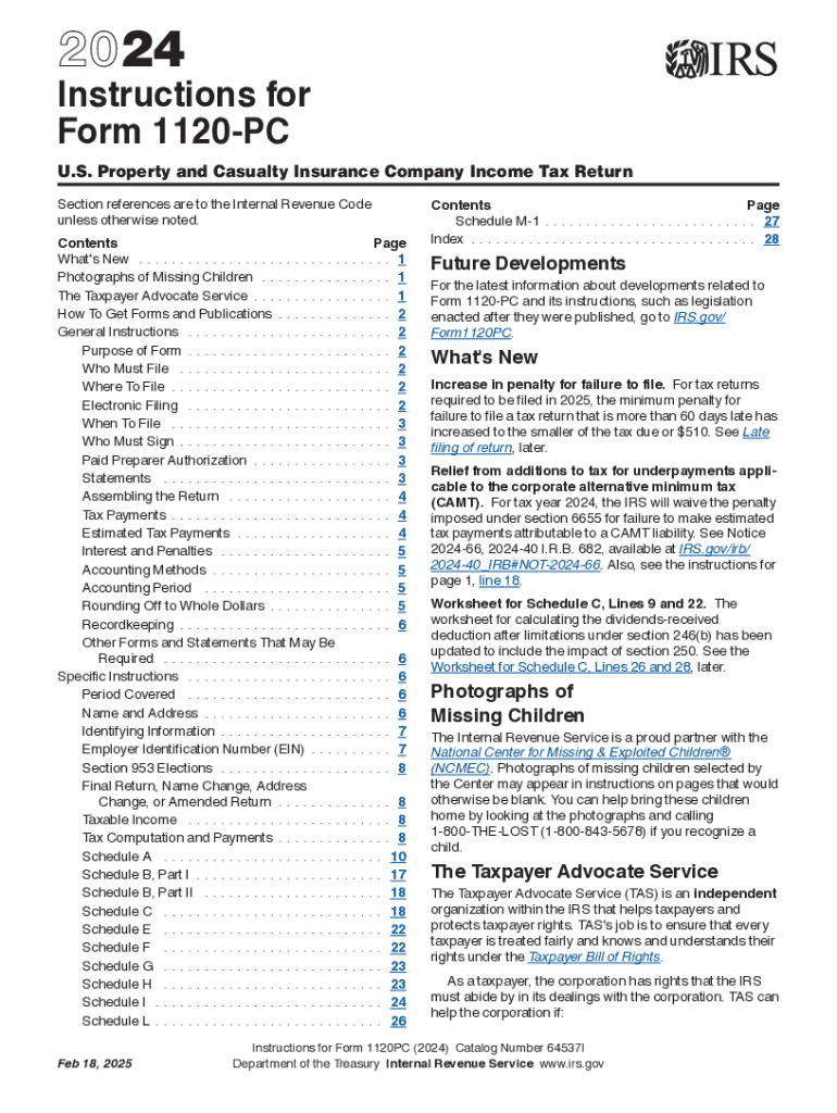 Fillable Online U.s. Property and Casualty Insurance Company Income Tax ...