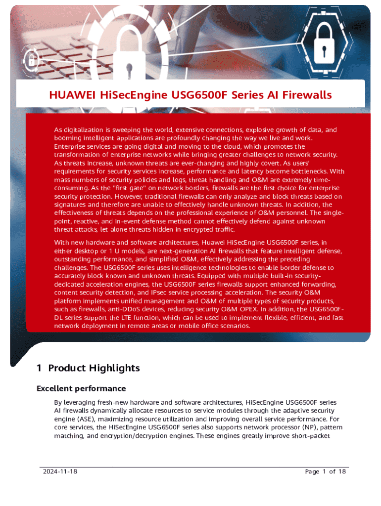 Fillable Online HUAWEI HiSecEngine USG6500F Series AI Firewalls Fax Email Print - pdfFiller