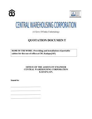 Fillable Online Short Notice Inviting Quotation for Portable Cabins Fax ...