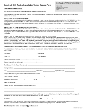 Fillable Online Genetrack Dna Testing Cancellation/refund Request Fax ...