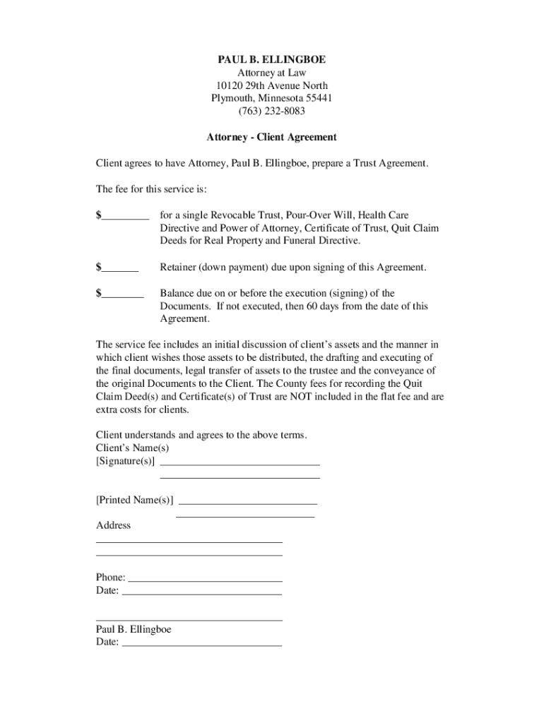 Fillable Online Attorney - Client Agreement Fax Email Print - pdfFiller
