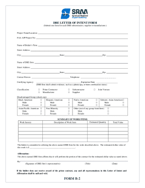 Fillable Online Dbe Letter of Intent Fax Email Print - pdfFiller