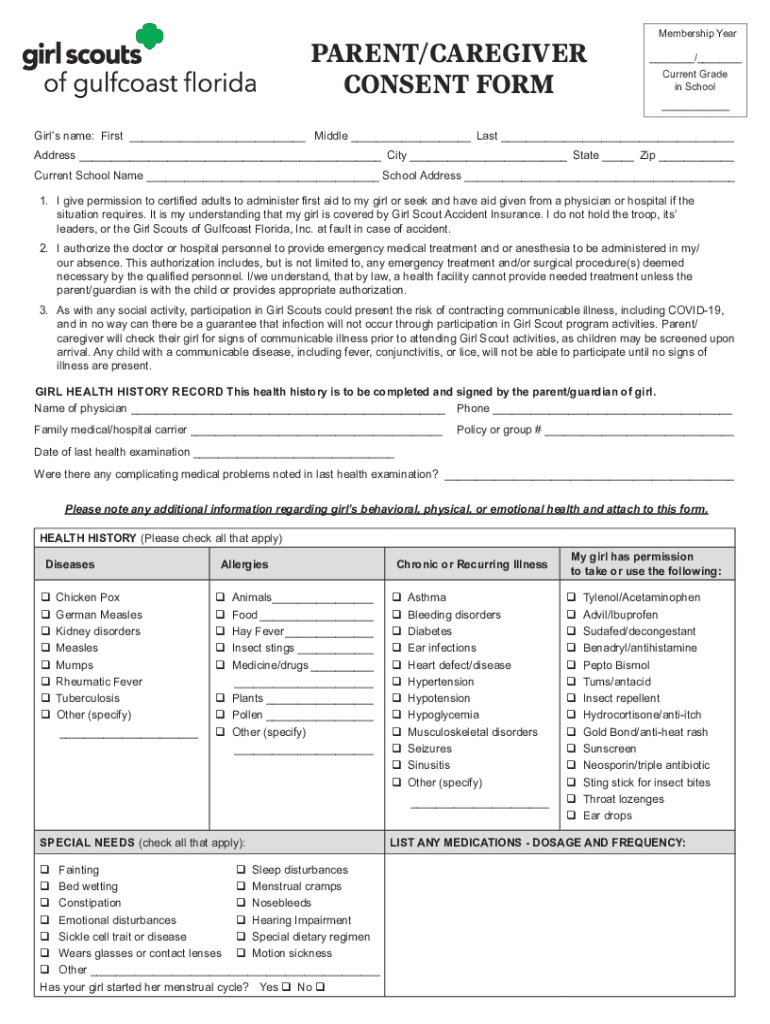 Fillable Online Parent/caregiver Consent Form Fax Email Print - pdfFiller