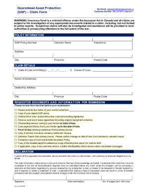 Fillable Online Guaranteed Asset Protection (gap) – Claim Form Fax ...