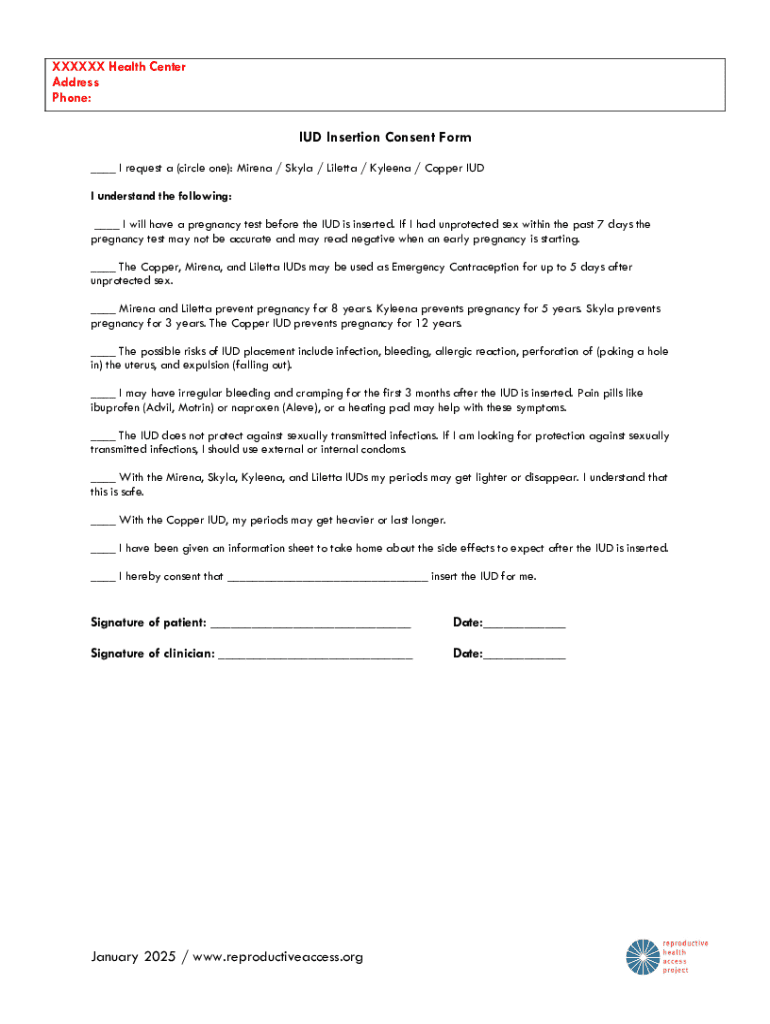 Fillable Online Iud Insertion Consent Form Fax Email Print - pdfFiller